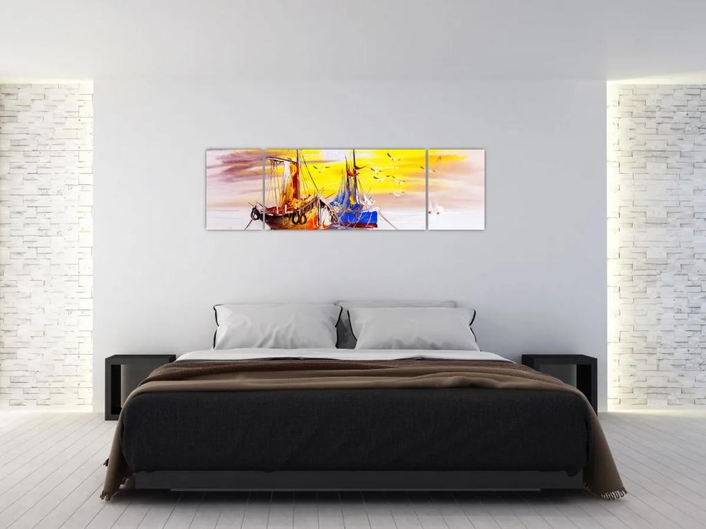 Obraz - Malba lodí (170x50 cm)
