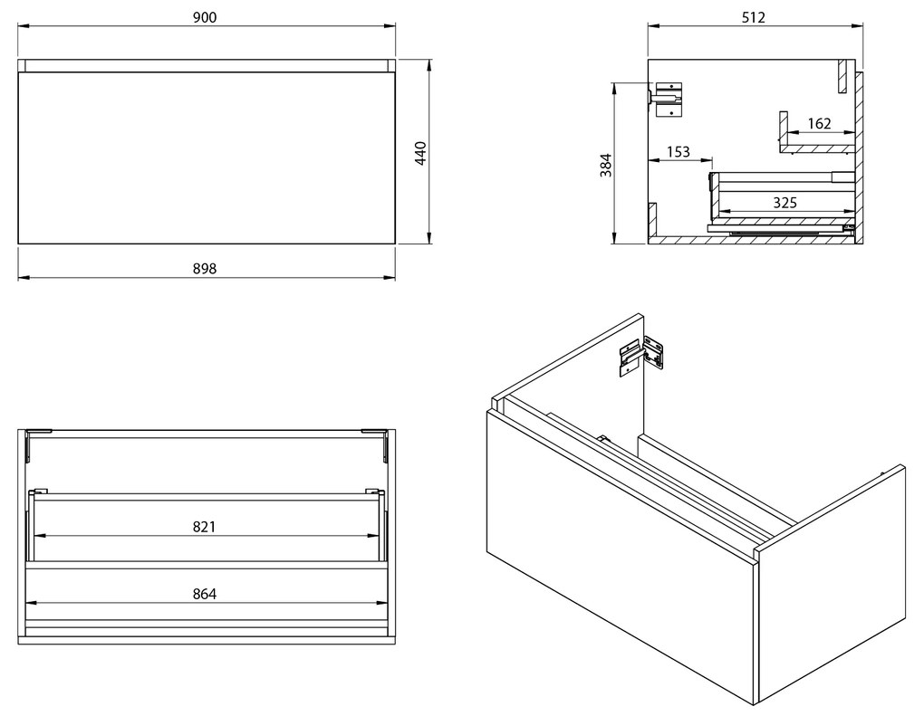 Sapho Sapho, LOREA skříňka 180x46x51, 5cm (90+90cm), dub alabama/bílá matná, LE090-2231-02