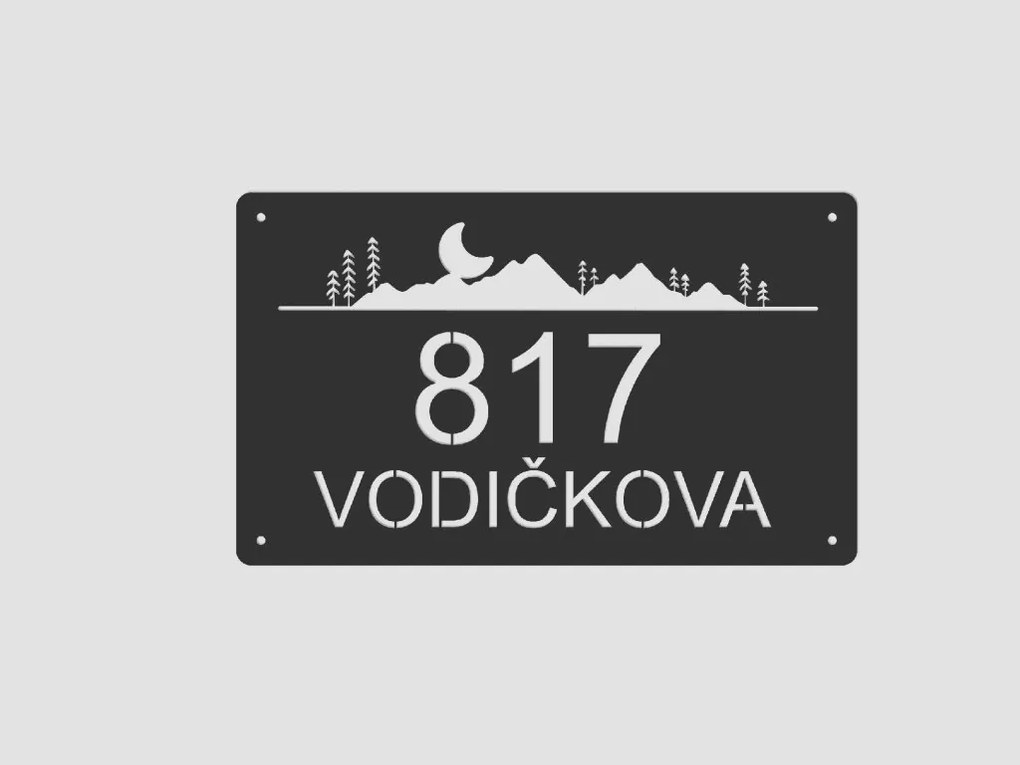 Číslo popisné var. 23 - kovové designové cedule Velikost: 75cm, Materiál: železo (barva černá matná), upevnění, Led podsvícení: vruty s odstupem od z…