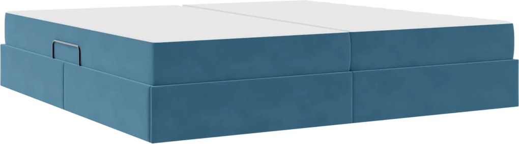 Postel s úložným prostorem a matrací Tmavě modrá 200 x 200 cm 3399746