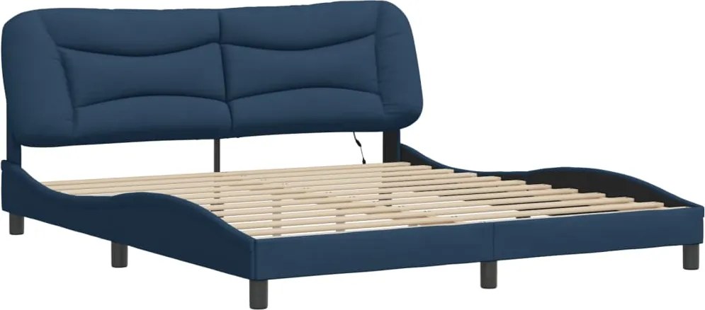 Rám postele s LED bez matrace Hvar Modrá 180x200 cm Látka 3213724