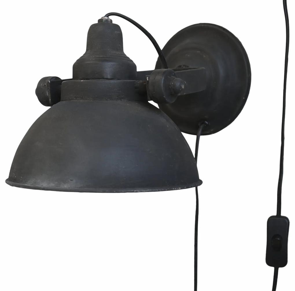 Chic Antique Nástěnná lampa Factory Antique, černá barva, kov
