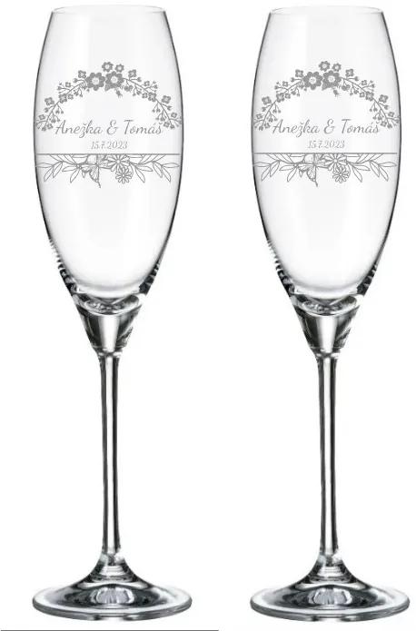 Dekorant svatby Svatební sklenice na šampaňské MOTÝL 290 ml 2KS