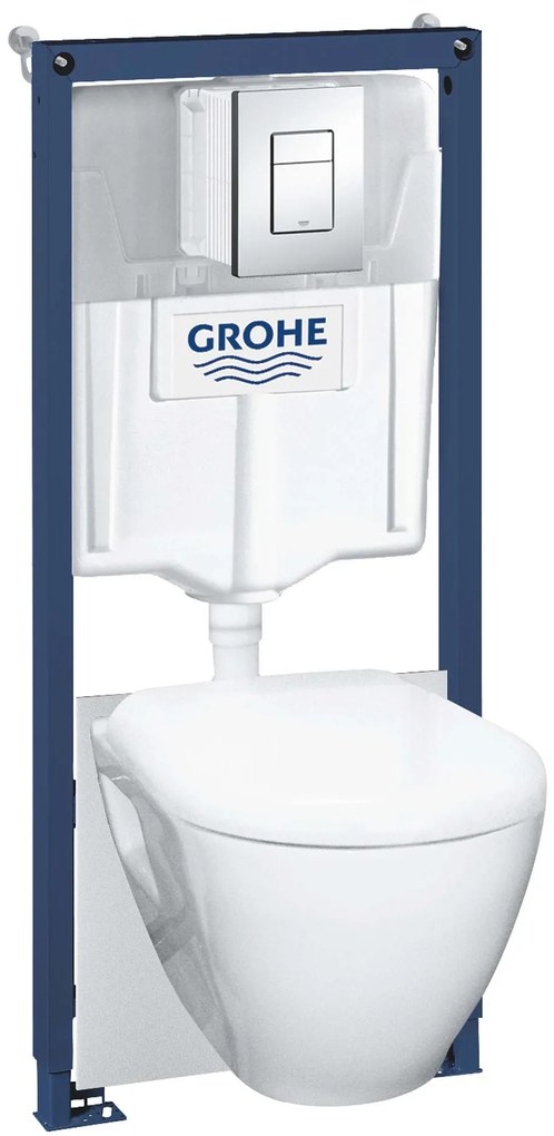 Grohe Solido - Set předstěnové instalace, klozetu a sedátka softclose, tlačítko Skate Cosmopolitan, chrom 39468000