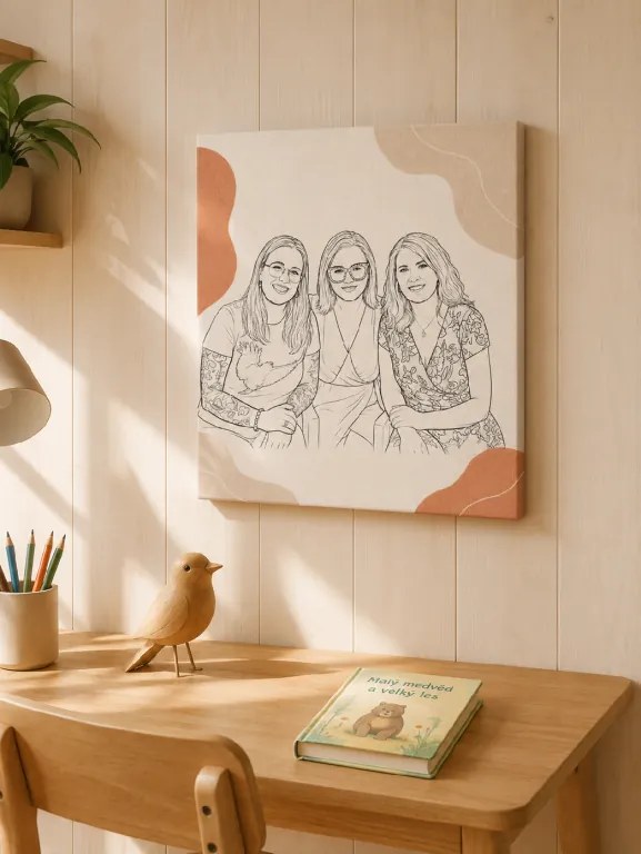 Foto obraz z vlastní fotky na plátno – Minimalistický Line Art styl Rozměry obrazu: 20 x 30 cm