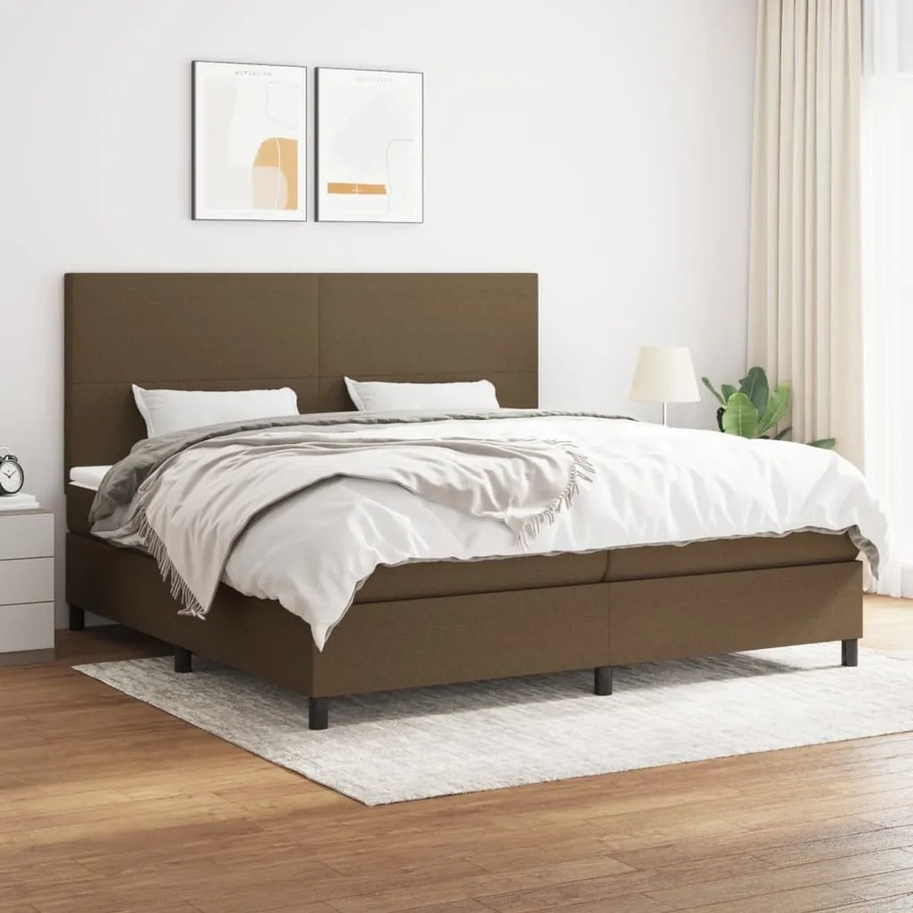 Box spring postel s matrací tmavě hnědá 120x190 cm textil