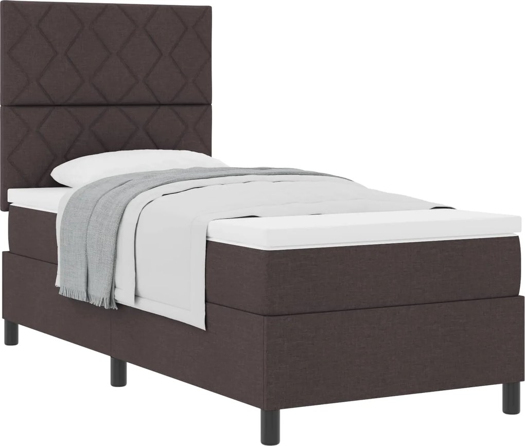 Postel s boxspringem s čelo Tmavě hnědá 100 x 200 cm textil 3339444