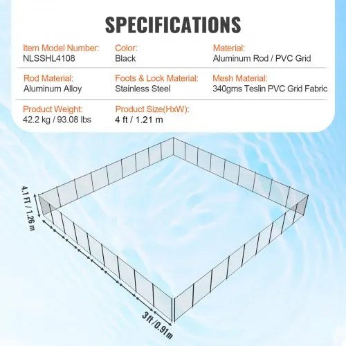 oplocení bazénu, 1,22 × 32,92 m pro zapuštěné bazény