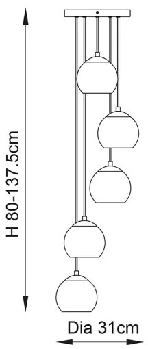 Endon 91972 - Lustr na lanku DIMPLE 5xE14/7W/230V zlatá/kouřová béžová
