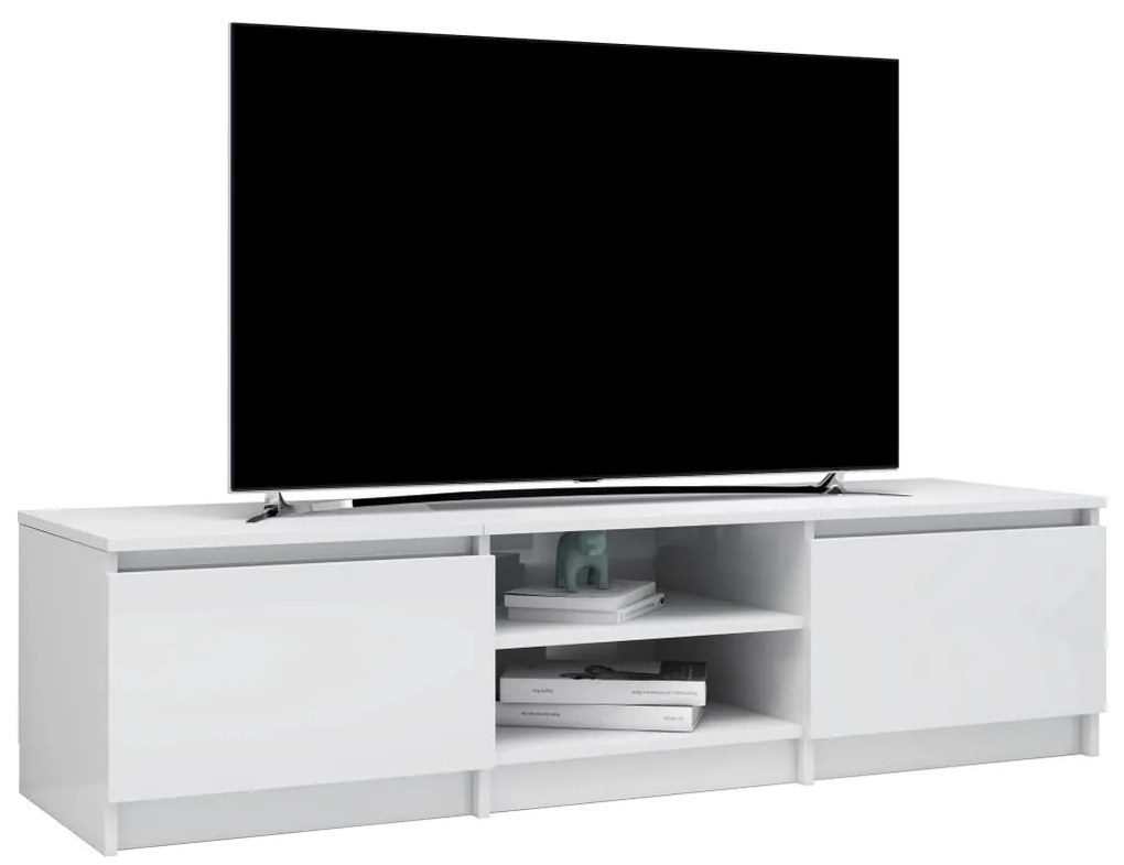 vidaXL Marketos TV stolek bílý s vysokým leskem 140x40x35,5 cm kompozitní dřevo