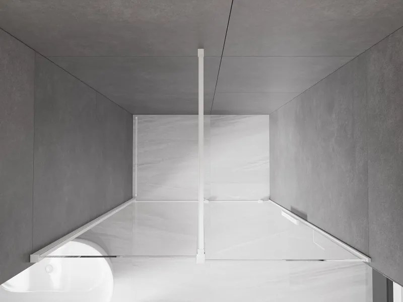 Mexen Velar, posuvné dveře do otvoru 150x200 cm, 8mm čiré sklo, bílý profil, 871-150-000-01-20