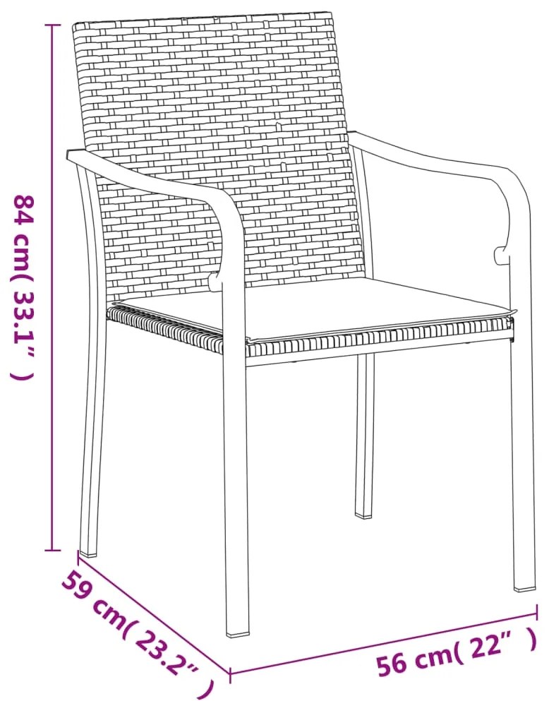 Zahradní židle s poduškami 2 ks hnědé 56 x 59 x 84 cm polyratan - Default Title