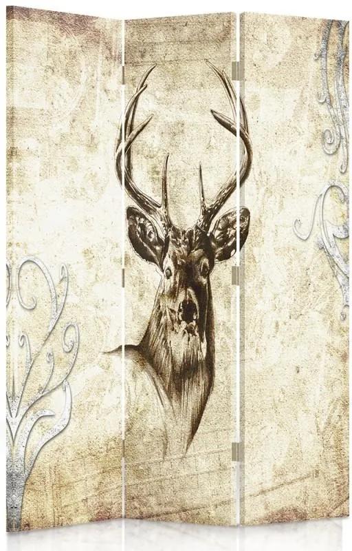 Paraván - Deer Head 1 | trojdílný | oboustranný 110x150 cm