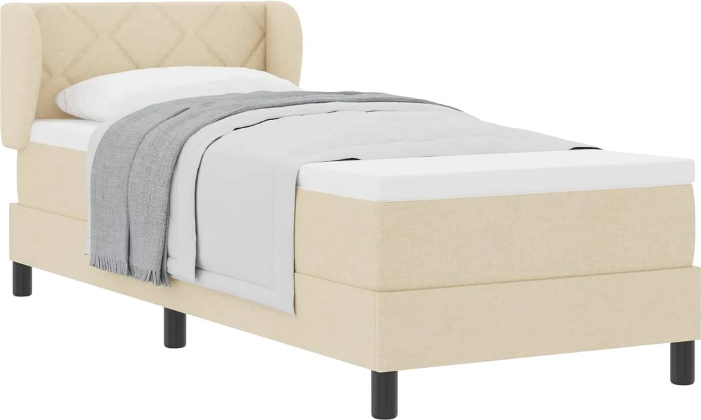 Postel s boxspringem s čelo Krémová 80 x 200 cm textil 3340057