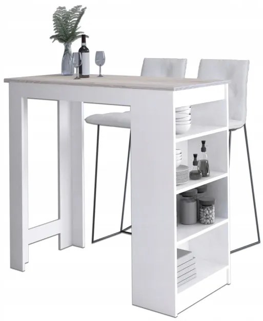 Barový stůl 115cm bílý/dub sonoma