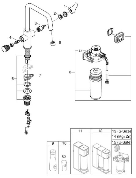 GROHE 30596000 - Dřezová baterie BLUE PURE s filtrační funkcí lesklý chrom