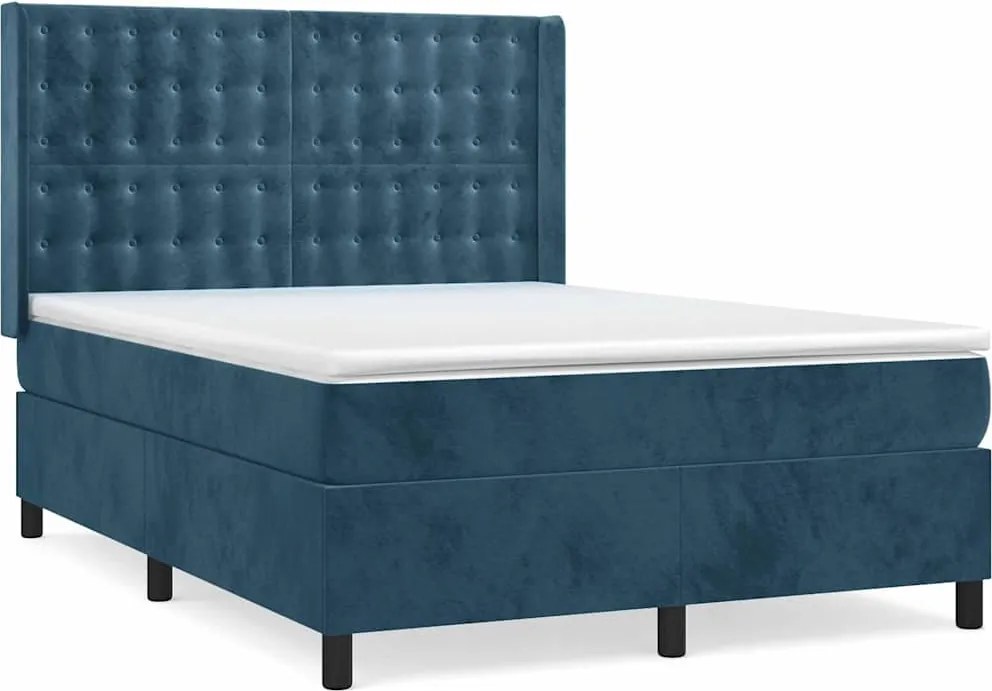 Box spring postel s matrací tmavě modrá 140x190 cm samet 3132919