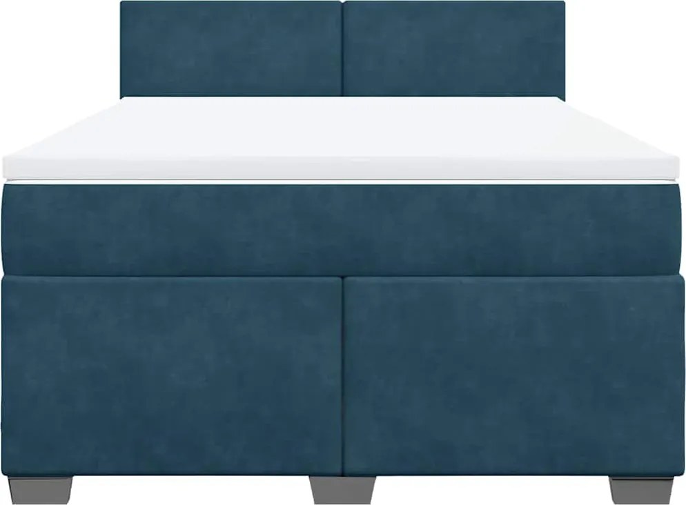 Box spring postel s matrací modrá 140 x 200 cm samet 3288628