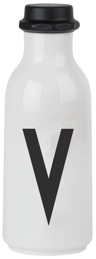 DESIGN LETTERS Lahev na vodu Letters 500 ml V, černá barva, bílá barva, plast