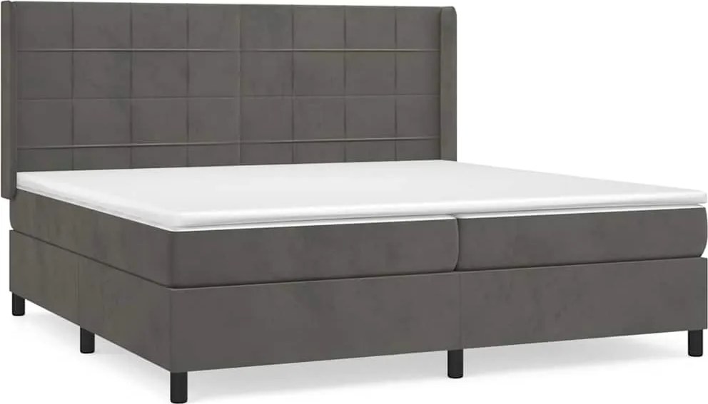 Box spring postel s matrací tmavě šedá 200x200 cm samet 3132700