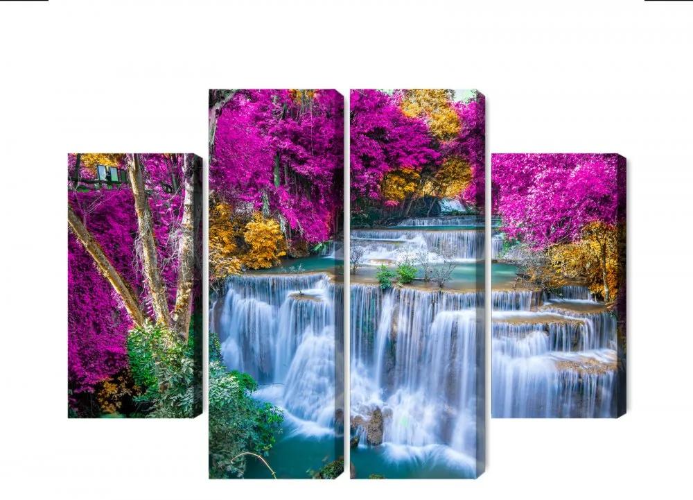 Vícedílný obraz Vodopád V Podzimní Sezóně Nedostatek Nedostatek Plátno Canvas 80x60