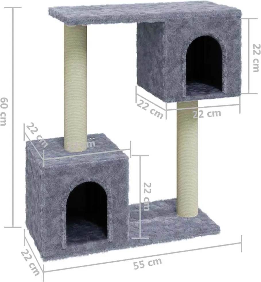 Škrabadlo pro kočky se sisalovými sloupky světle šedé 60 cm 171431