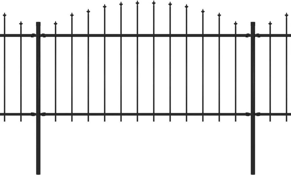 vidaXL Zahradní plot s hroty ocel (1,25–1,5) x 13,6 m černý [277737]