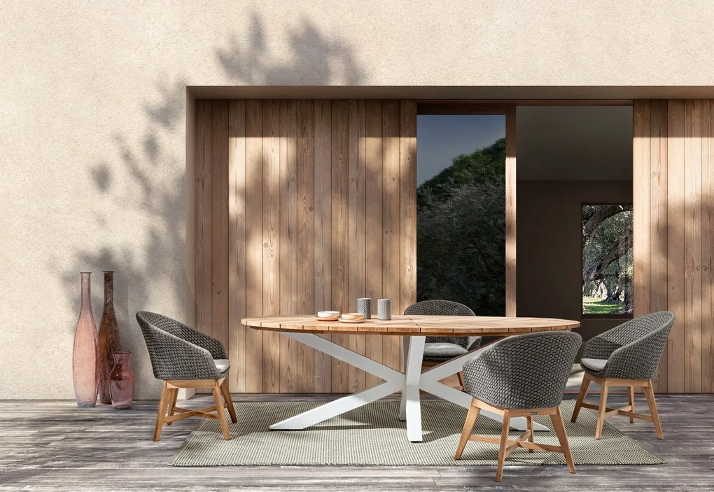BIZZOTTO Oválný zahradní stůl PALMDALE 240x100cm bílé nohy 0804740