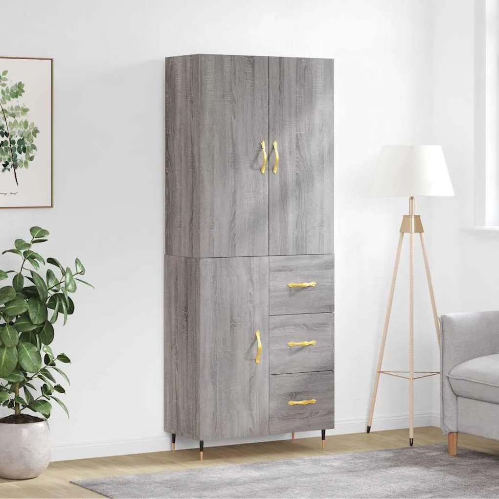 Skříň highboard šedá sonoma 69,5 x 34 x 180 cm kompozitní dřevo 3195889