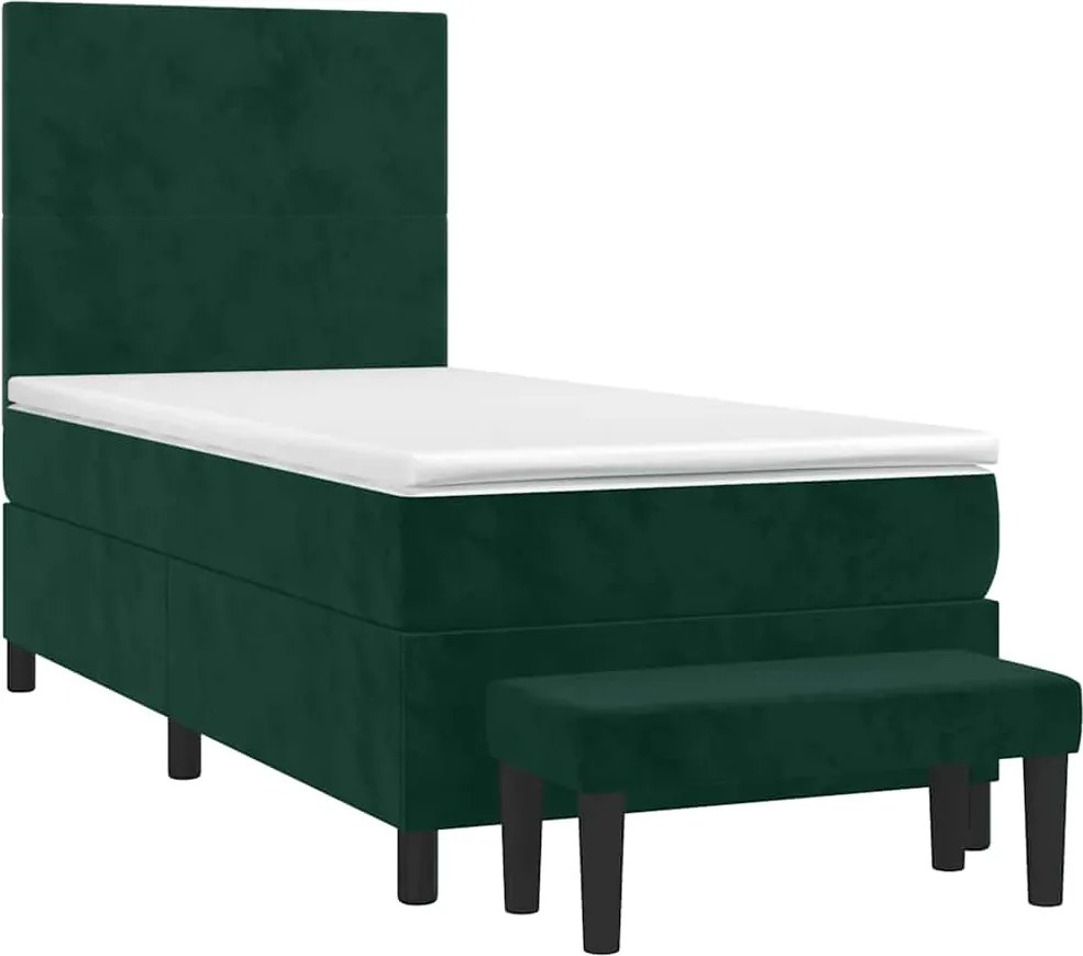 Box spring postel s matrací tmavě zelená 90x190 cm samet 3137698