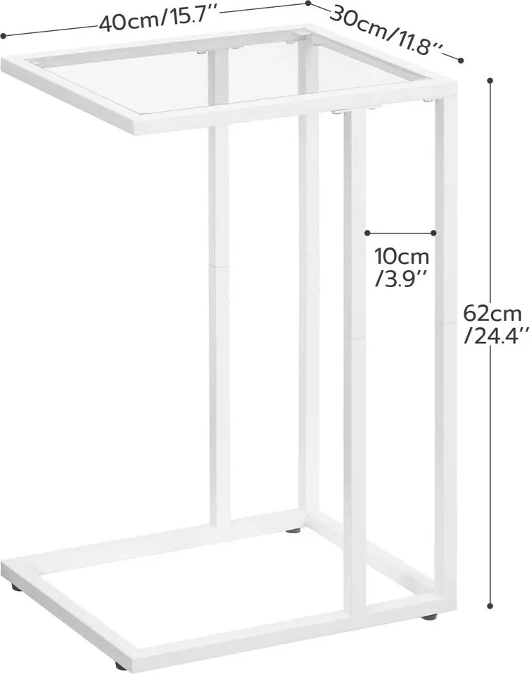 Odkládací stolek Vasagle Rivet 30 cm čirý/bílý