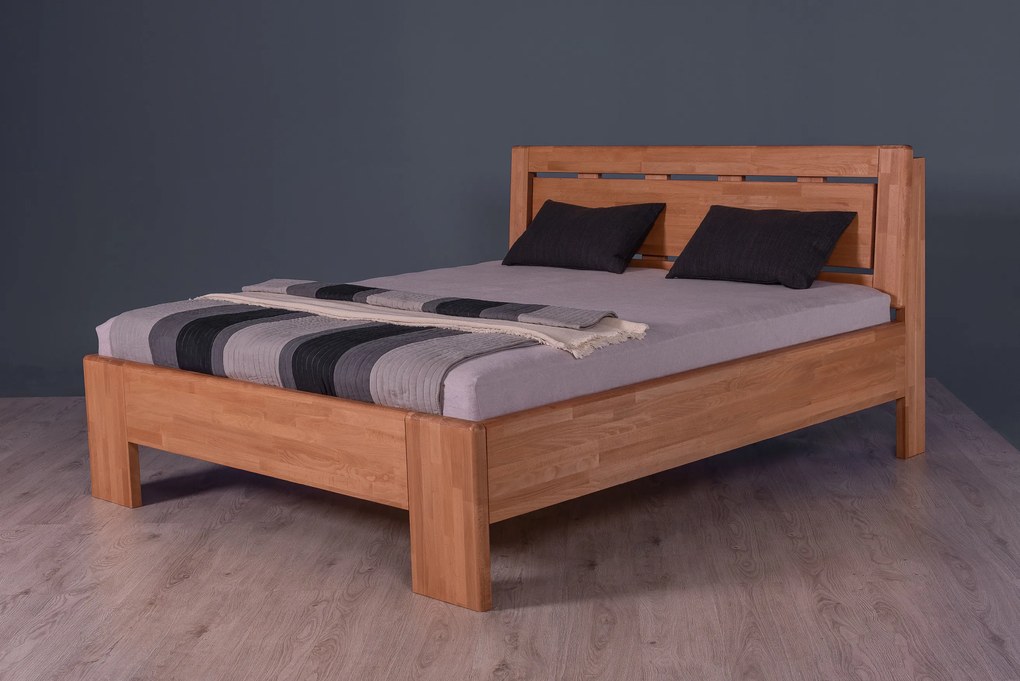 Masivní postel WIEN - Solwo Design Dřevo a odstín oleje: DUB Cink - Olej odstín DO203, Rozměr spací plochy: 160x200