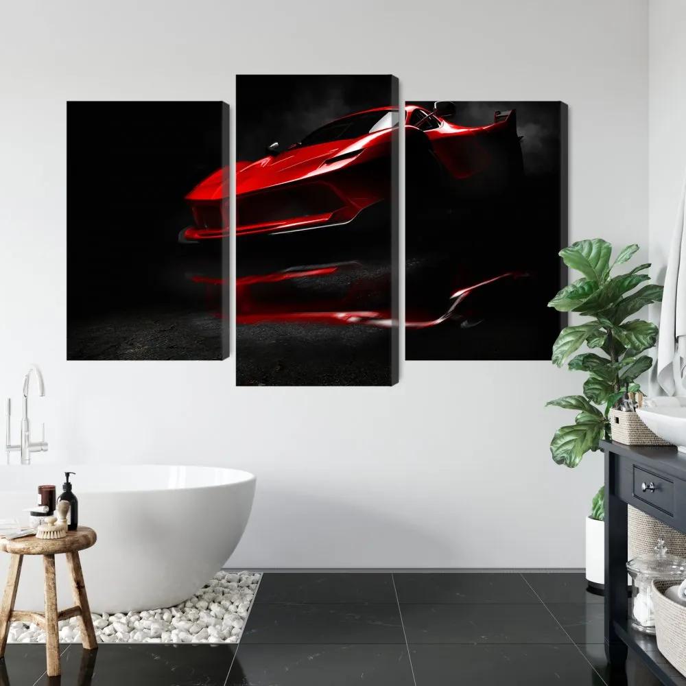 Vícedílný obraz Červené Sportovní Auto 3D Nedostatek Nedostatek Plátno Canvas 120x80