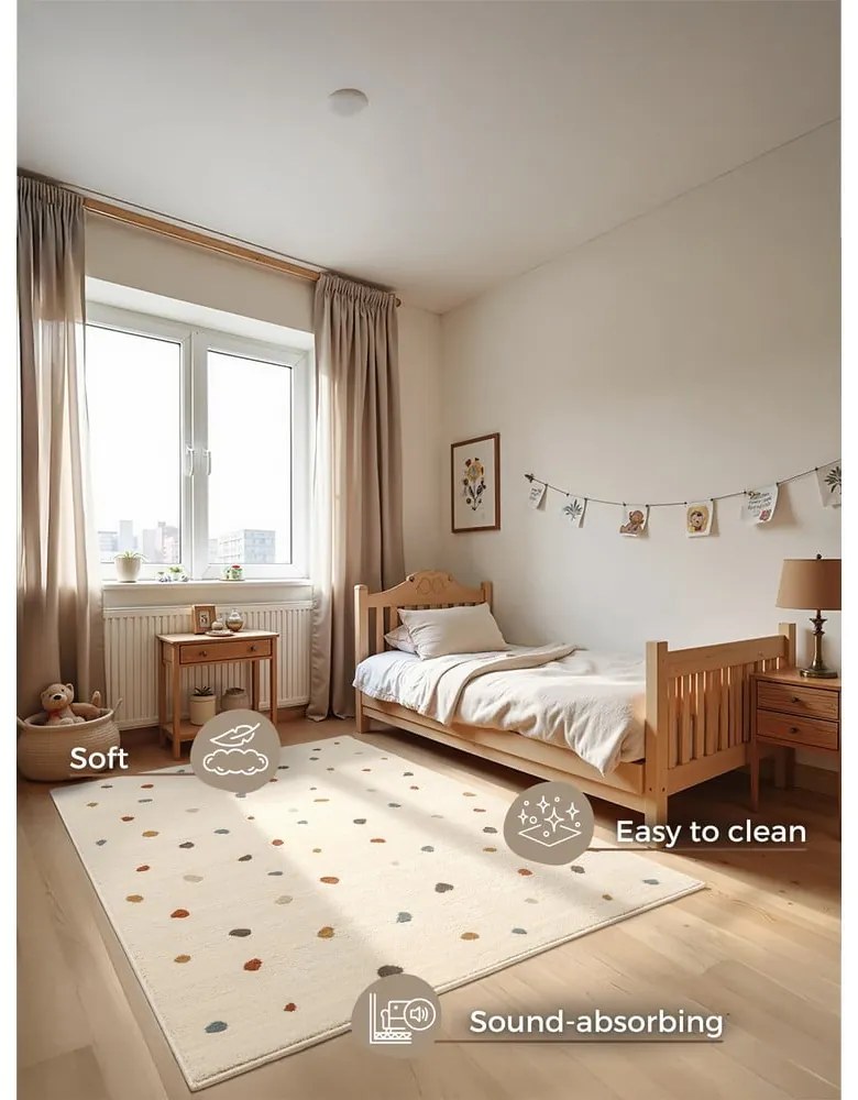 Krémový dětský koberec 200x290 cm Funny Dots – Hanse Home