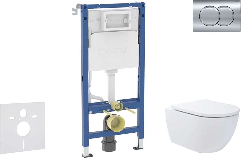 SANITINO - Set předstěnové instalace, klozetu Oudee a sedátka softclose, tlačítko Delta01, lesklý chrom SANI11CA1178
