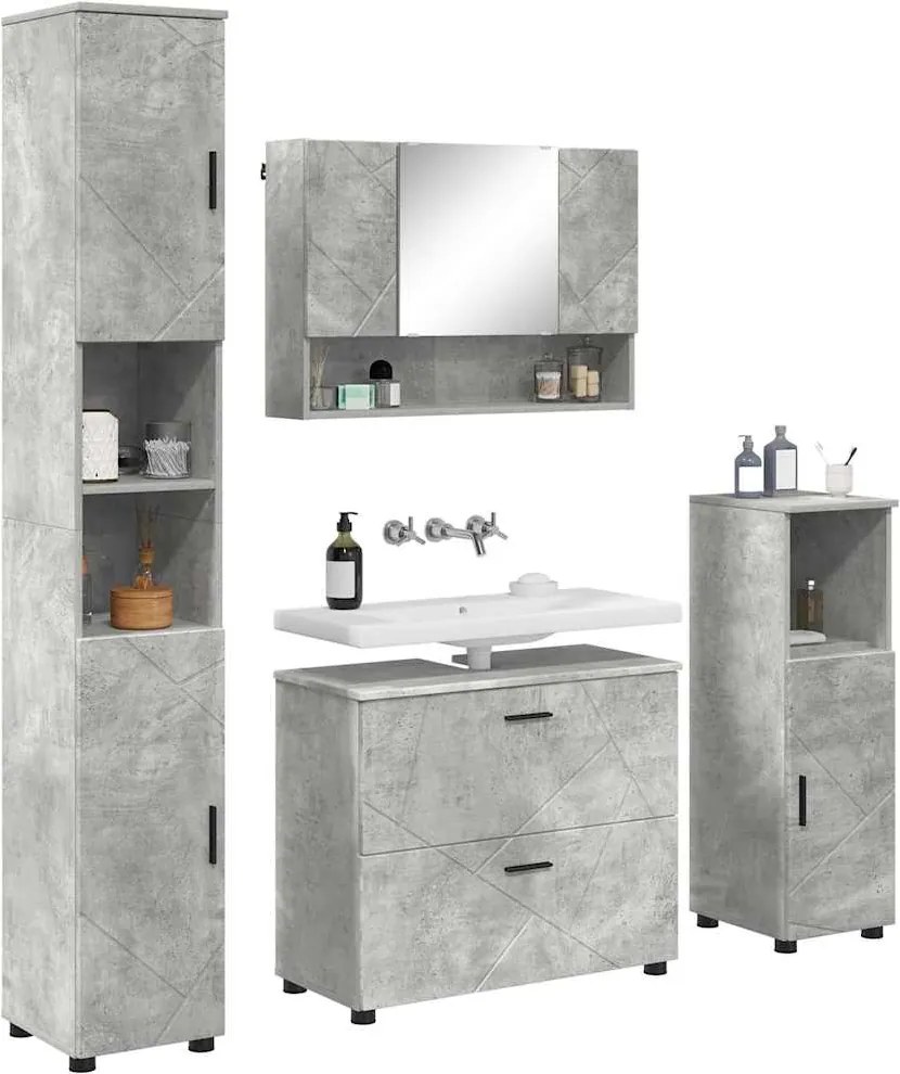 Sada koupelnového nábytku 4 ks Betonově šedá 35 x 30 x 192 cm 3393046