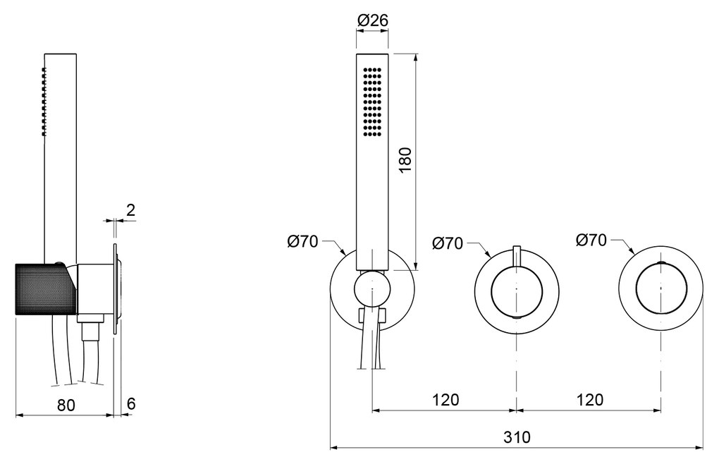 Sapho Sapho, ULTRATAP podom. sprch. baterie, ruční sprcha, 2 výstupy, chrom, UT045T