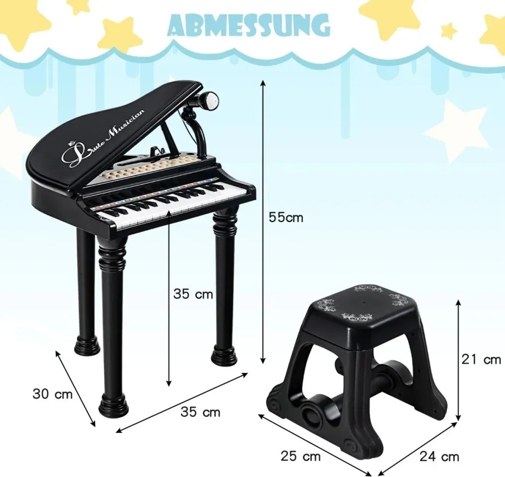 Costway Dětský klavír s mikrofonem a stoličkou TM10060DK