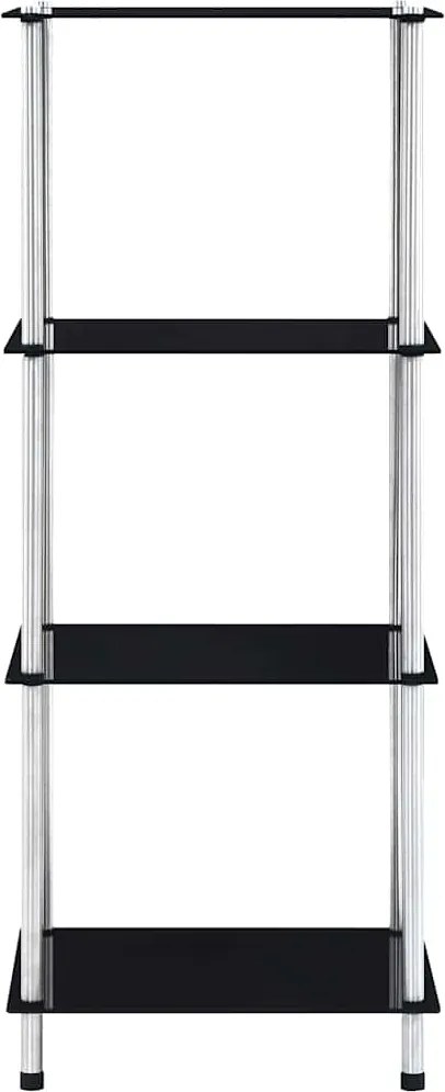 4patrová police černá 40 × 40 × 100 cm tvrzené sklo 249510