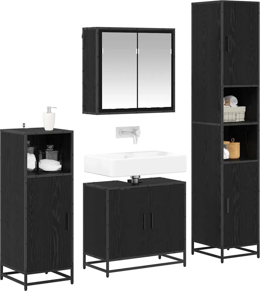 Sada koupelnového nábytku 4 ks Černý dub 65 x 33 x 60 cm 3402514