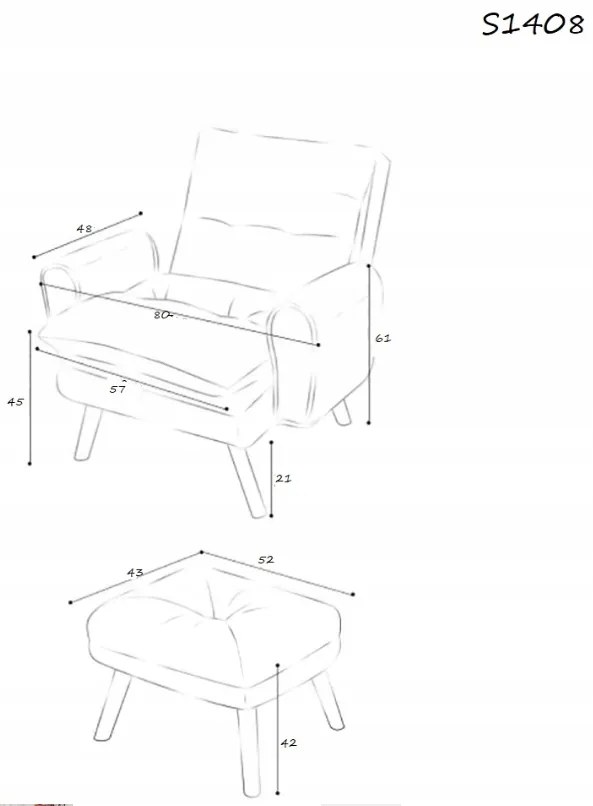 TRENDIE Relaxační křeslo Carlos tmavě šedé s taburetem