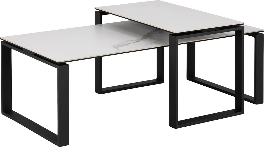 XXXLutz SADA KONFERENČNÍCH STOLKŮ, černá, bílá, kov, sklo, 115/55/45 cm MID.YOU - Konferenční stolky - 001749012006