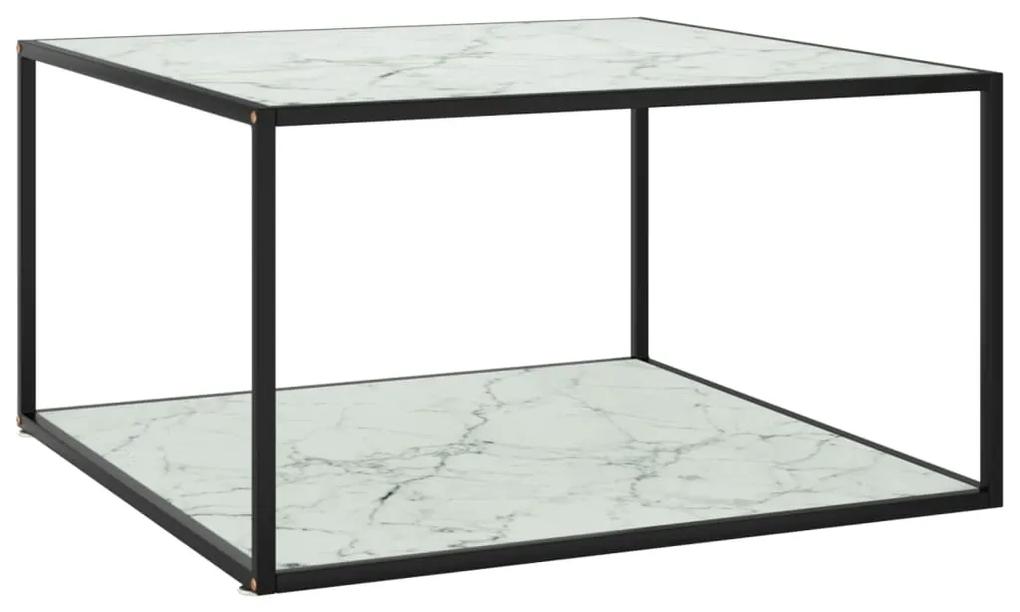 Konferenční stolek černý s bílým mramorovým sklem 90x90x50 cm - Default Title