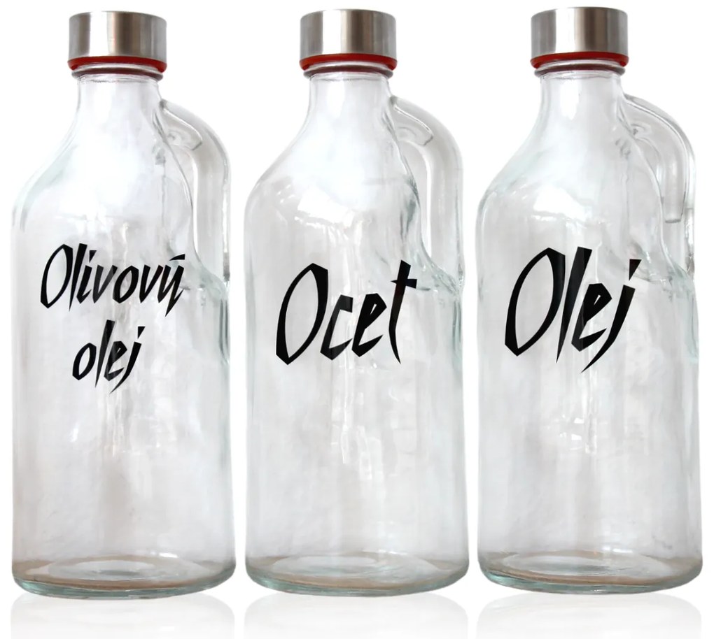 Orion Láhev na olej, olivový a ocet, s uchem a uzávěrem na závit SADA 3*1,15l