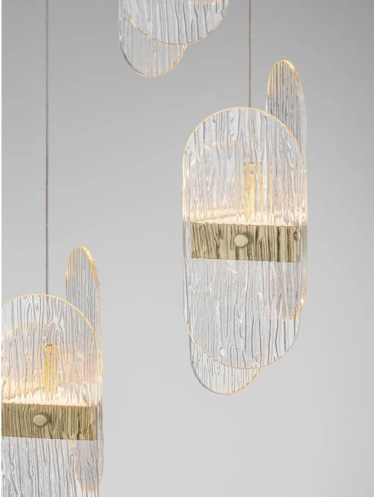 Kovové LED stmívatelné závěsné svítidlo v mosazné barvě se skleněným stínidlem ø 32 cm Lucien – Nova Luce
