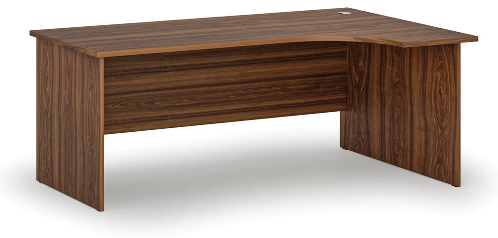 Rohový kancelářský psací stůl PRIMO WOOD, 180x120 cm, pravý, ořech