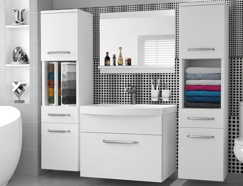 Koupelnový nábytek skříňky s umyvadlem a zrcadlem bílá matná  ROD PRIMO M 6/0/W/W/0/ZINC