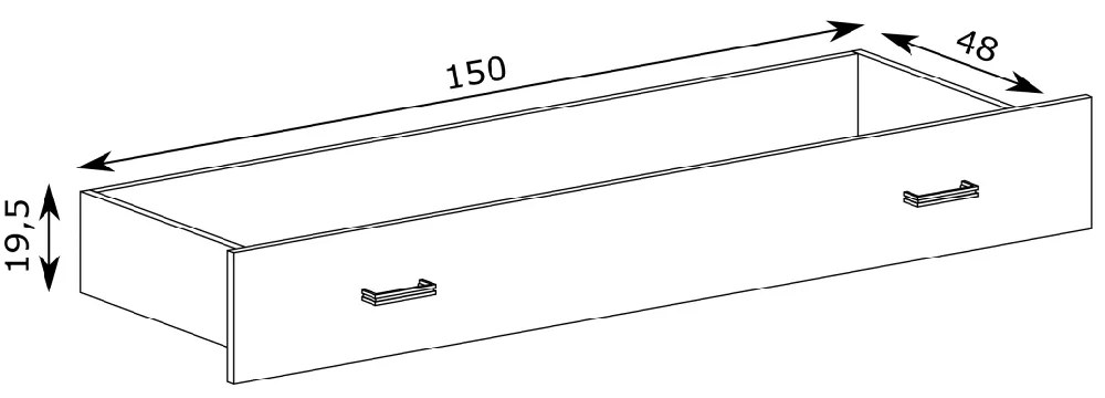 Antica K | zásuvka pod postel A6 | 150 cm | kraft zlatý