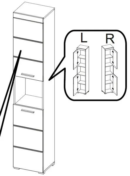 Koupelnová vysoká skříňka Amanda 103, lesklá bílá