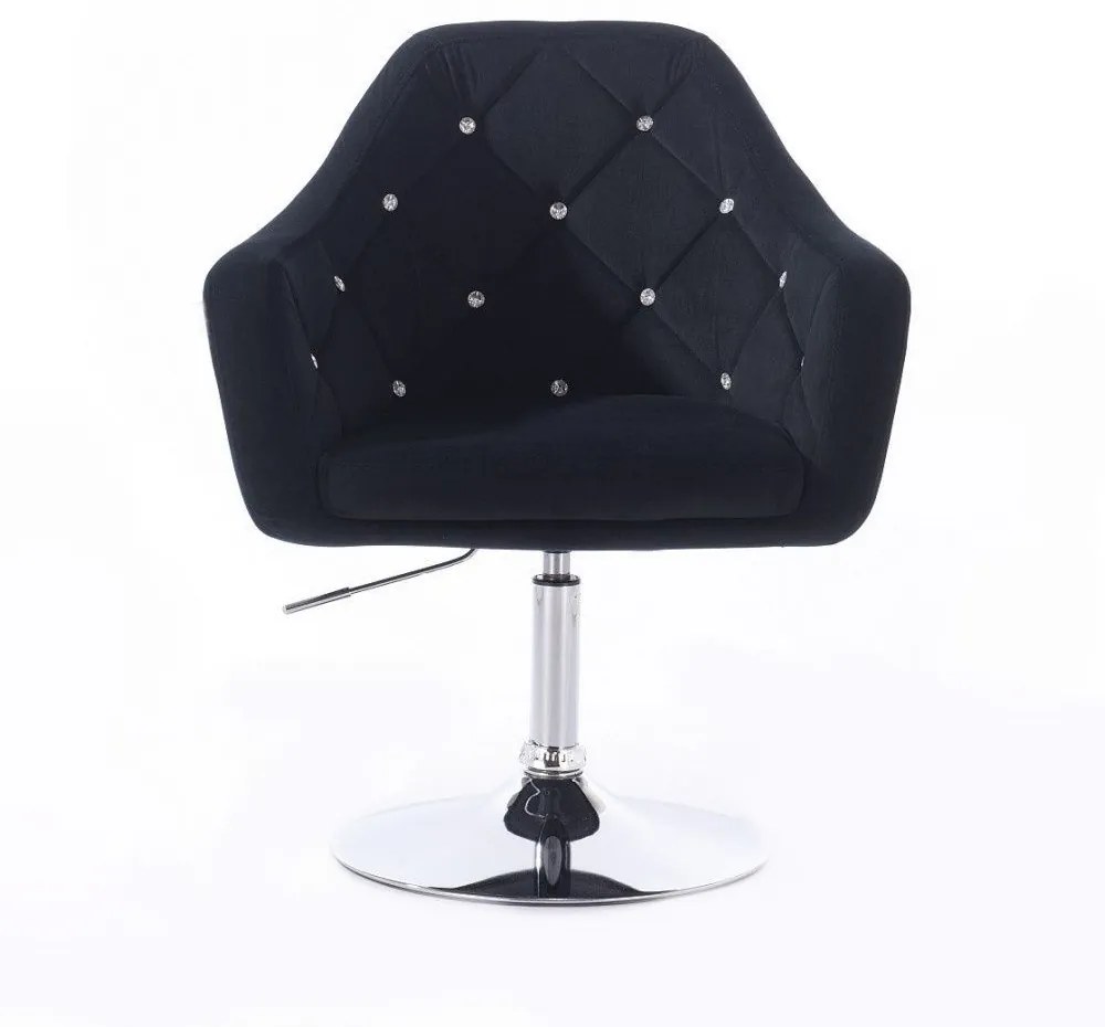 LuxuryForm DESIGN Otočné křeslo ROMA VELUR na stříbrném talíři - černé